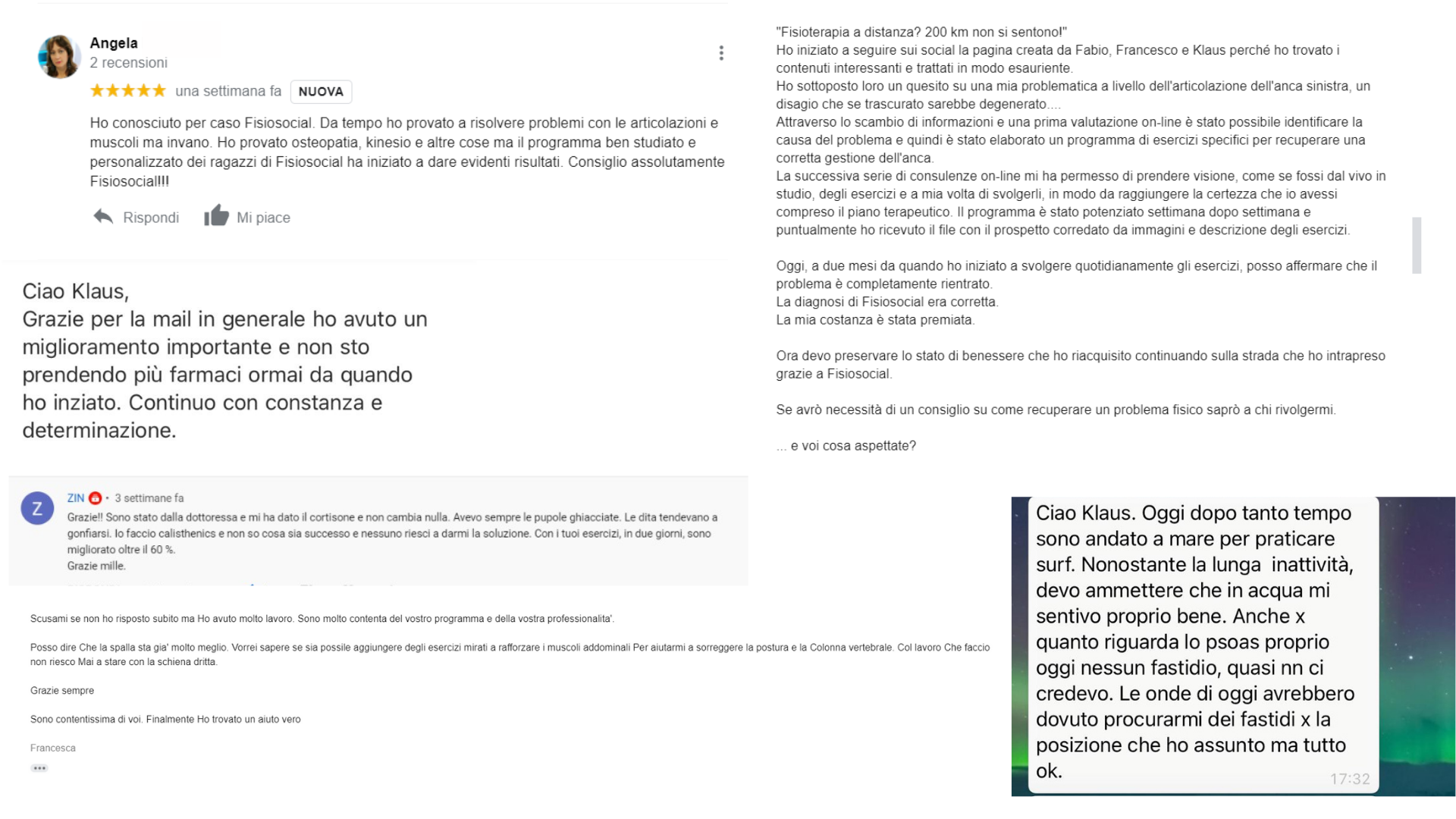 Recensioni dei nostri prodotti e servizi — Fisiosocial